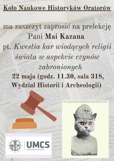 "Kwestia kar wiodących religii świata...": spotkanie z KNHO WHiA - Maj ...